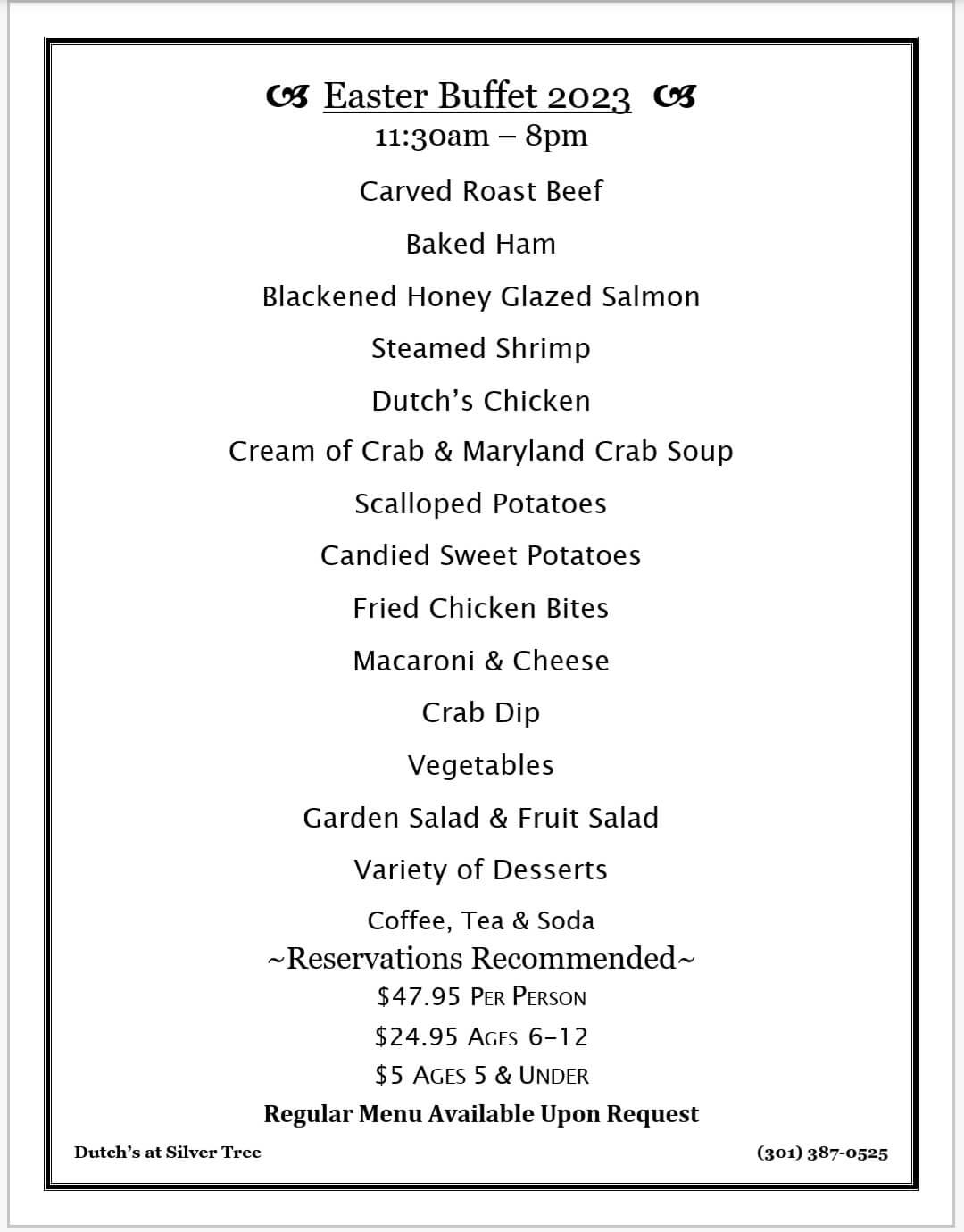 Dutch’s at Silver Tree: Easter Buffet | Deep Creek Times